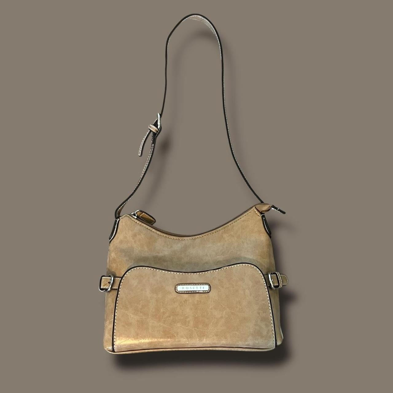 Cream leather mini bag Brand rosetti/ structured... | Depop