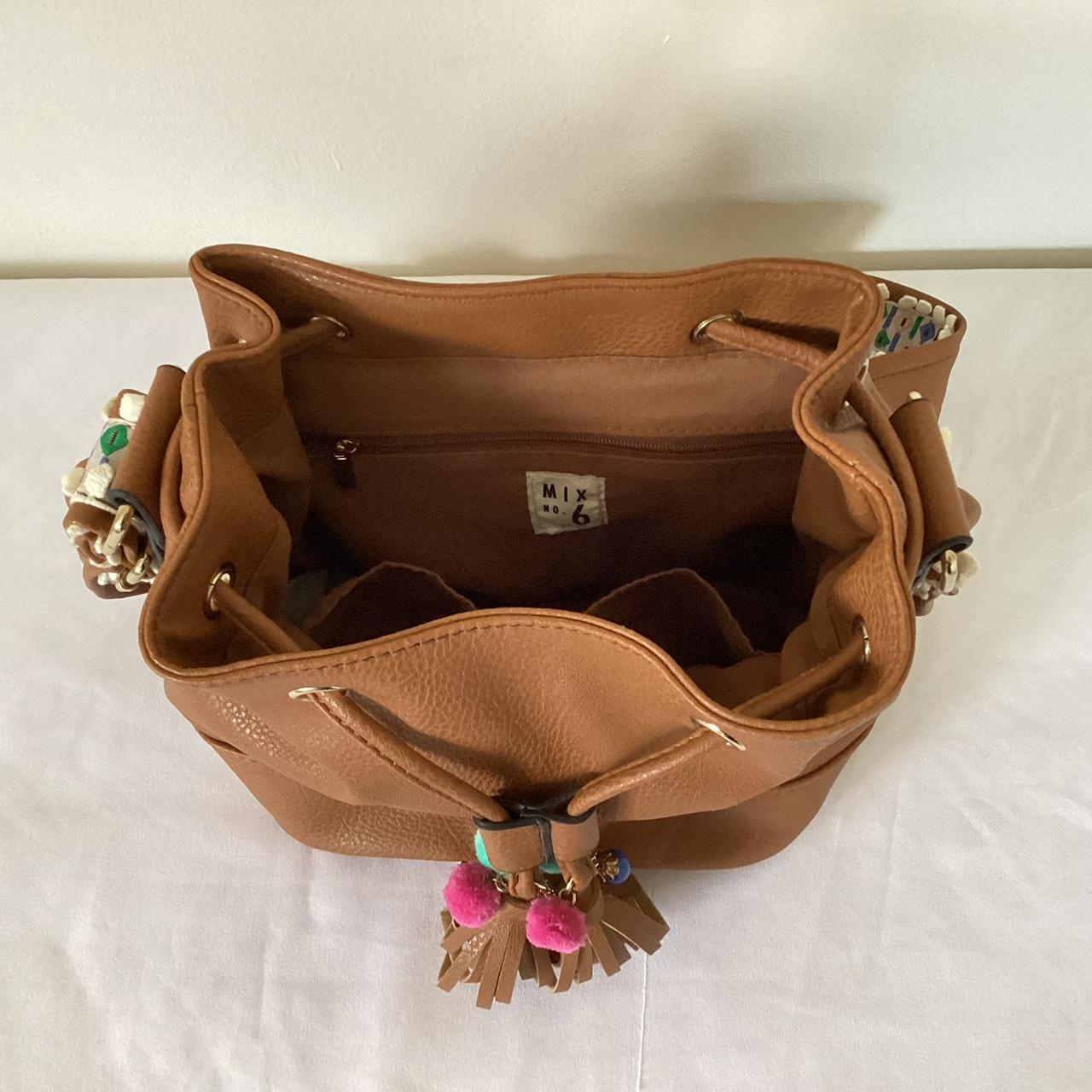 MIX NO. 6 Brown Faux Leather Embellished Crossbody... - Depop