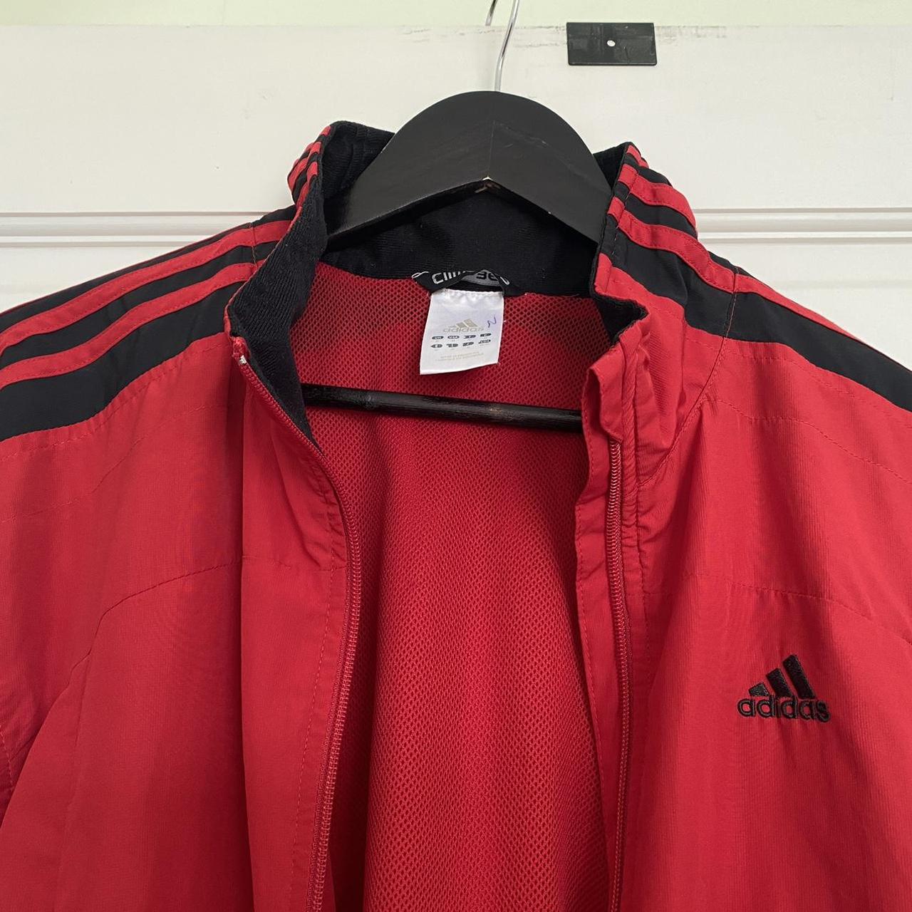 Vintage Adidas red and black track jacket #vintage... - Depop