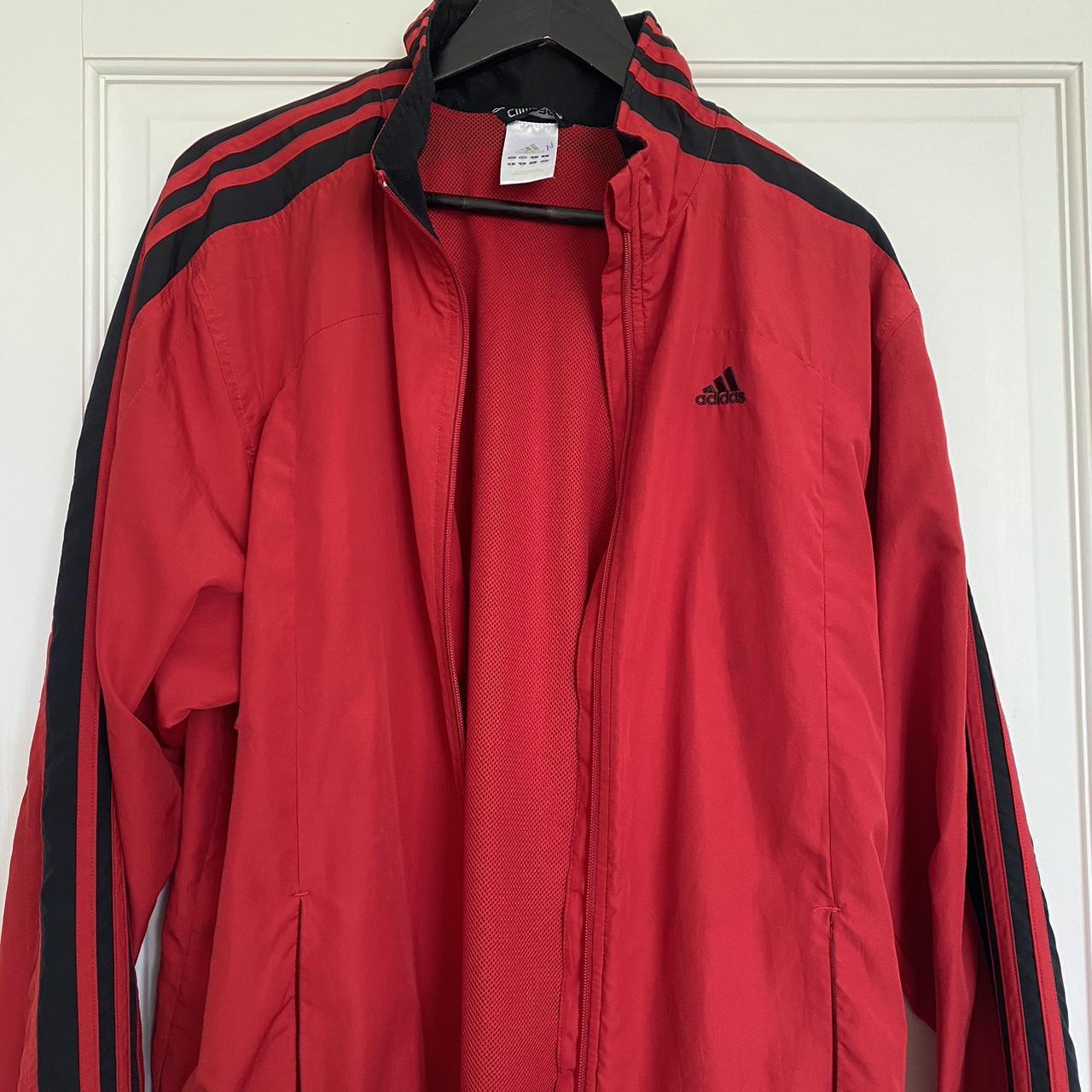 Vintage Adidas red and black track jacket #vintage... - Depop
