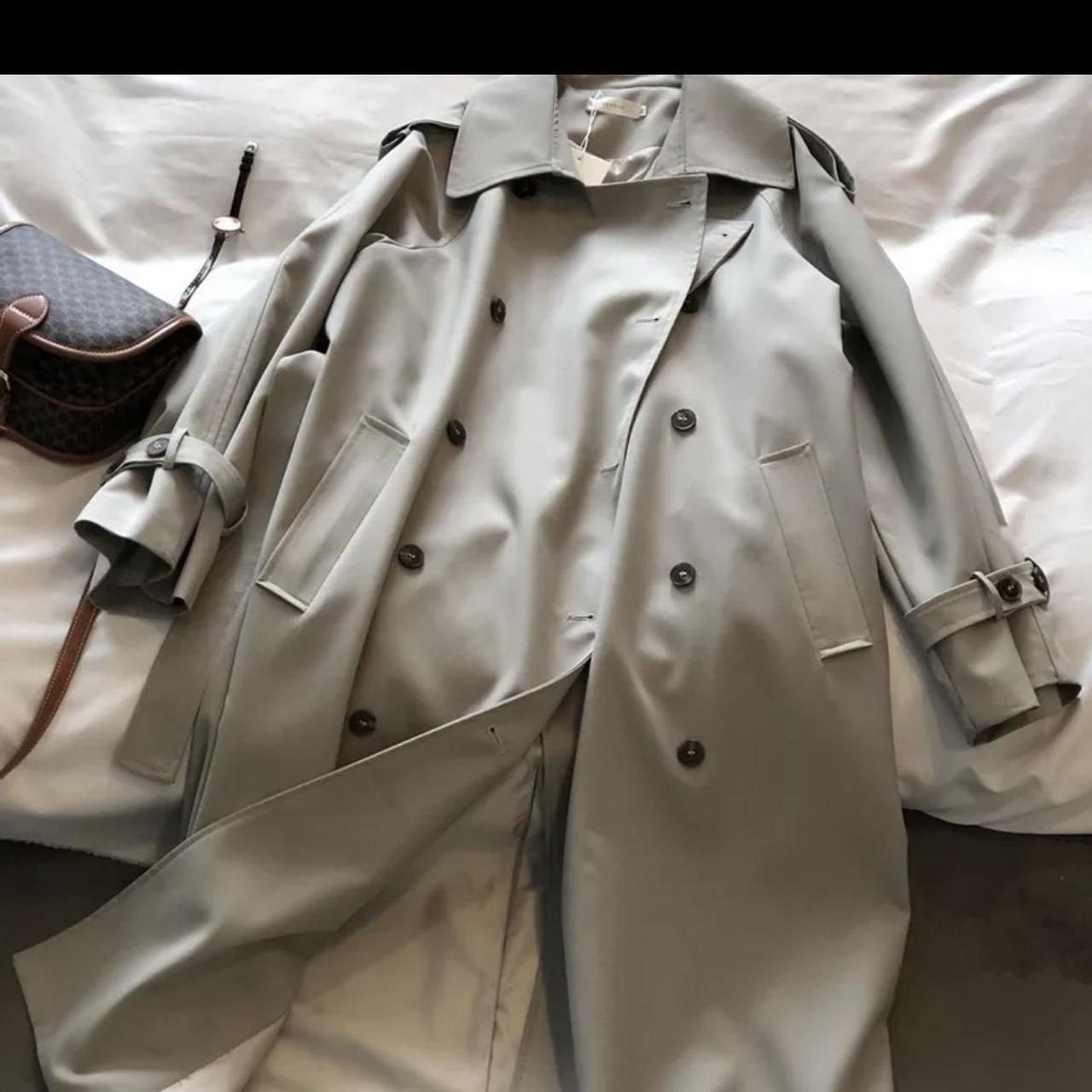 Classic Grey Khaki Long Trench Coats Women... - Depop