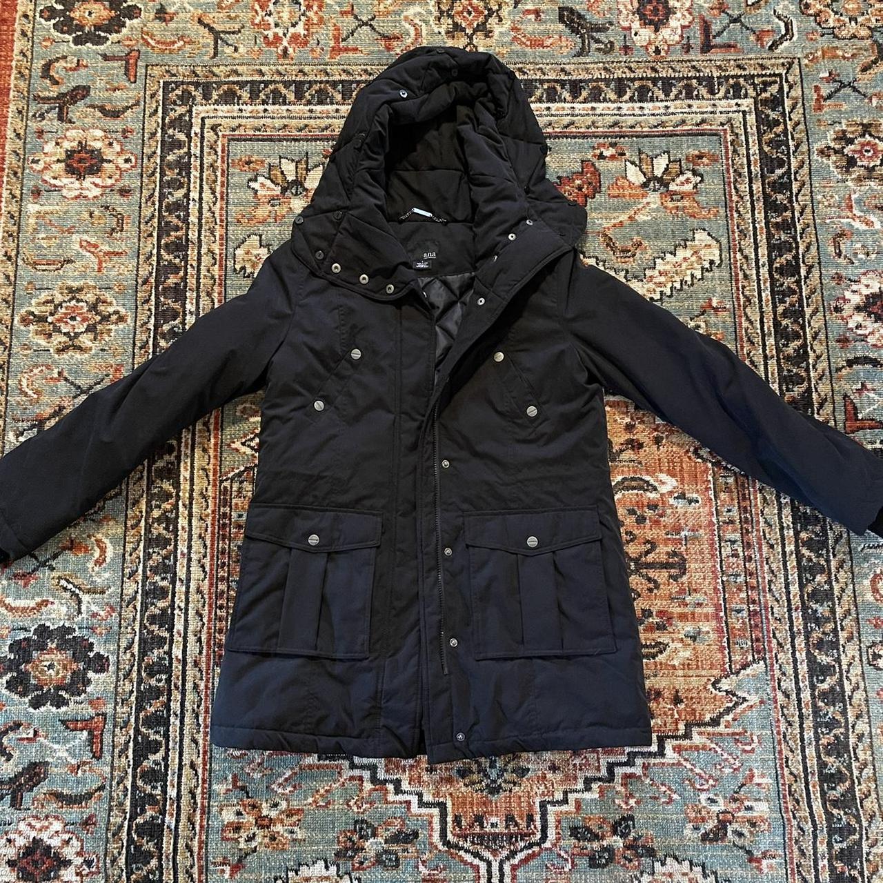 a.n.a black zip up coat with buttons and... - Depop