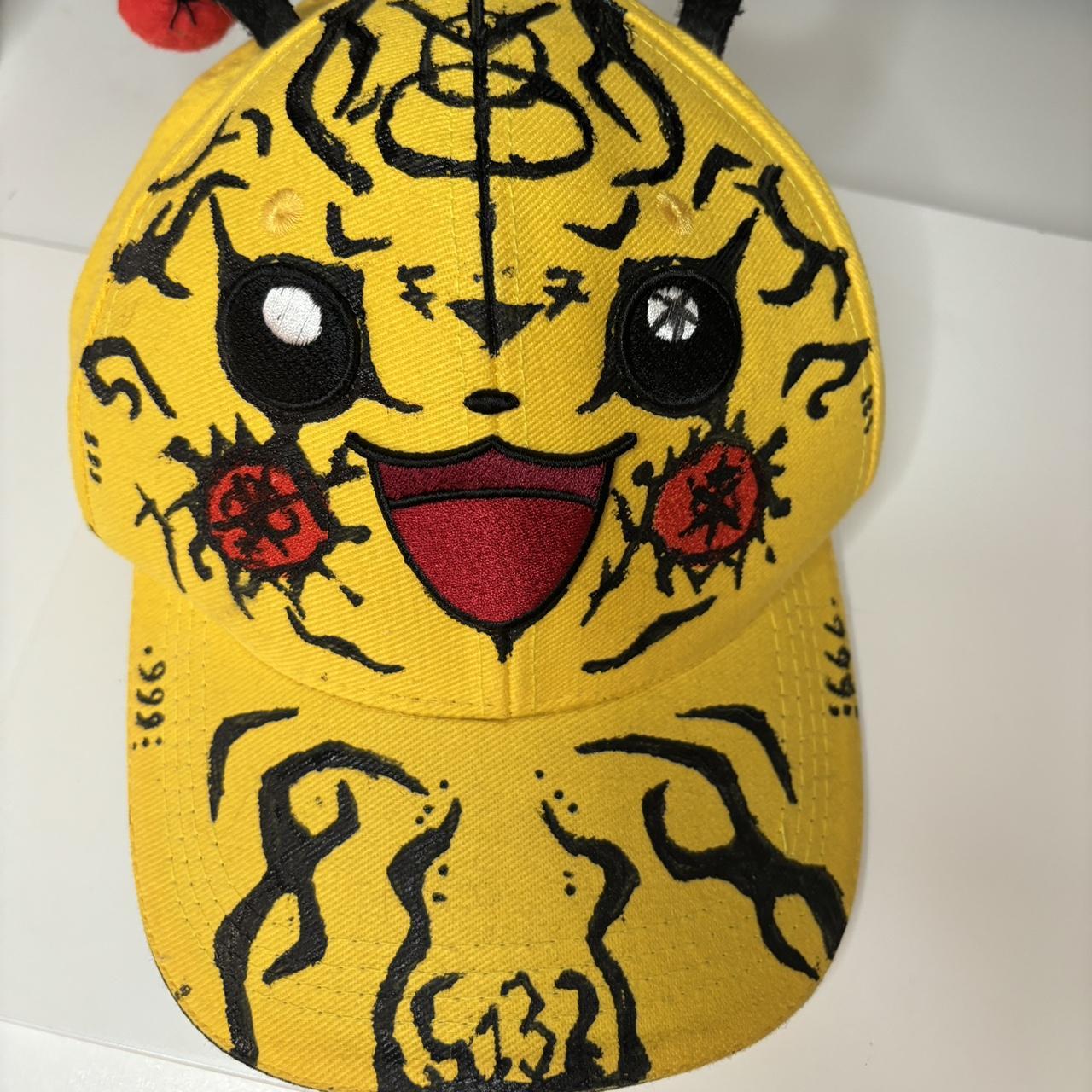 Custom made Pikachu Pokémon hat with red antennas on... - Depop