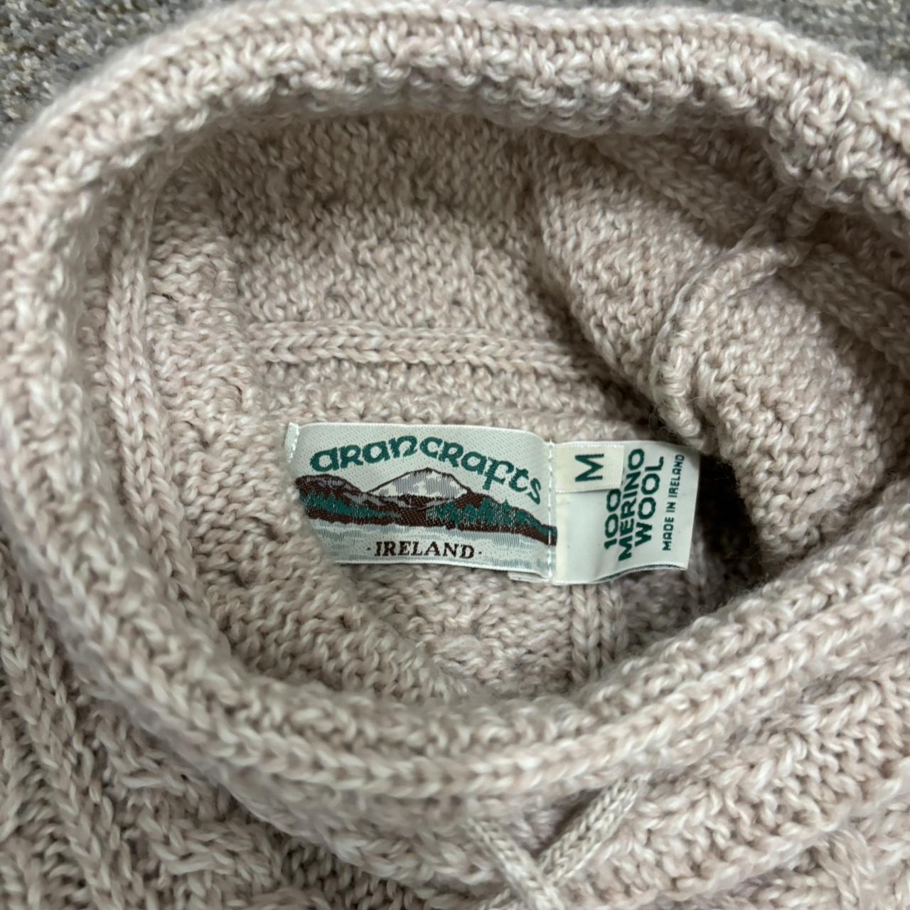 Irish knit aran crafts cream color wool knit sweater... - Depop