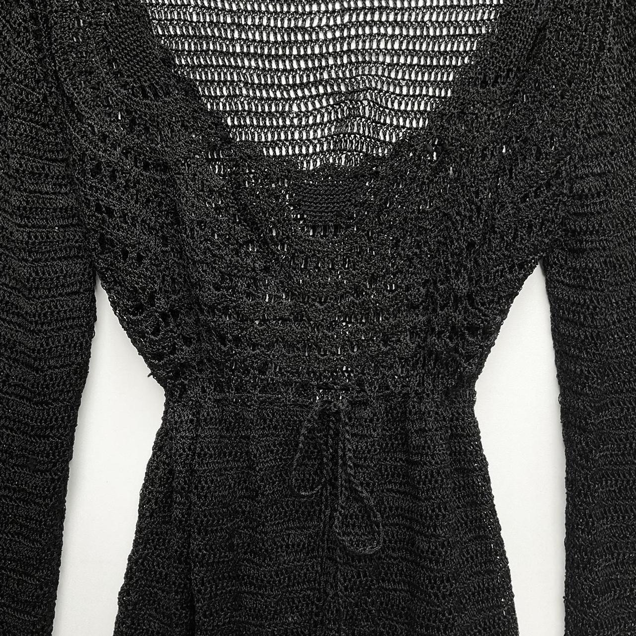 Vintage Black Thin Knit Crochet Lace... - Depop