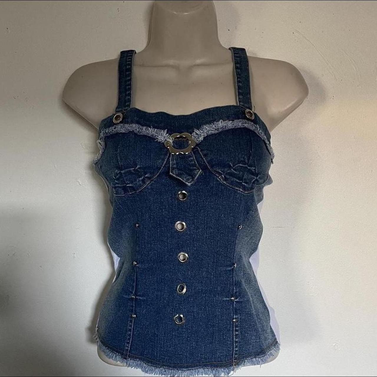 Super cute y2k denim like top 🌼 #y2k #denim #cami... - Depop
