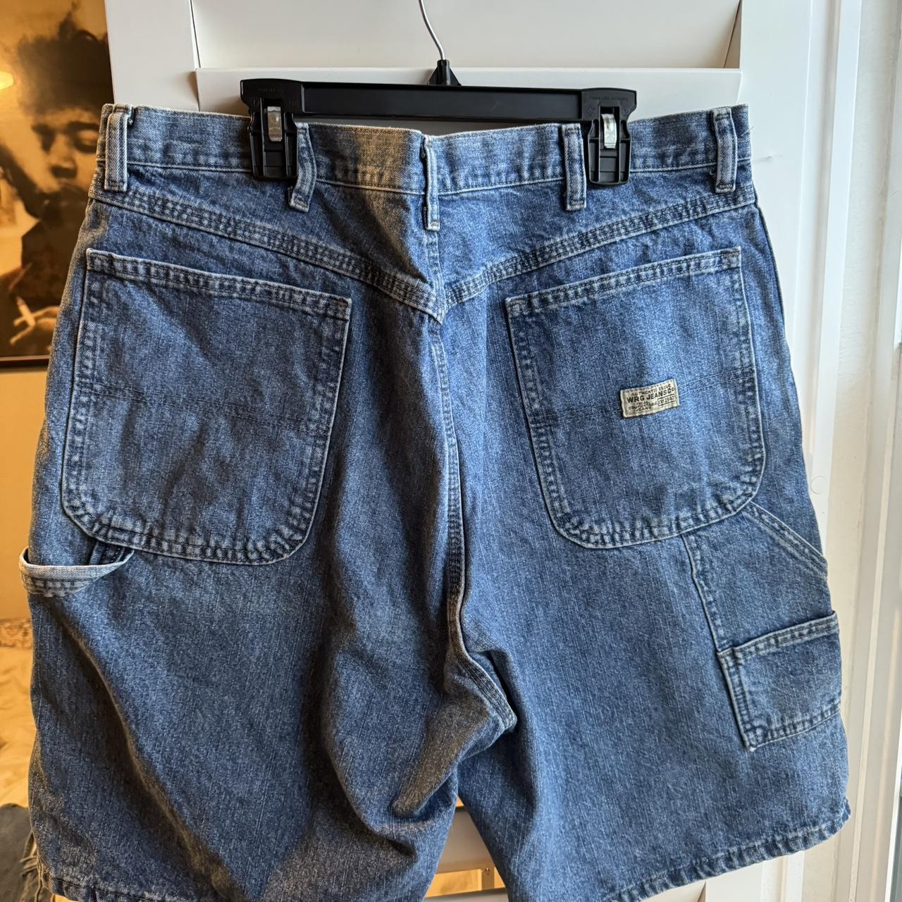 blue wrangler jorts !! inseam 9 21 inches long - Depop