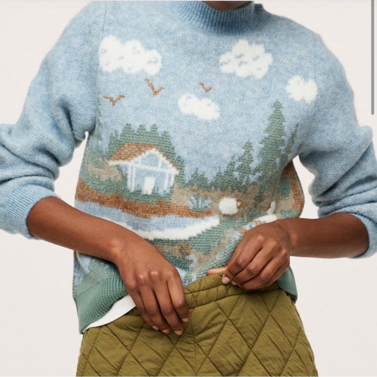 Cute Mango landscape knit sweater. #mango #sweater | Depop