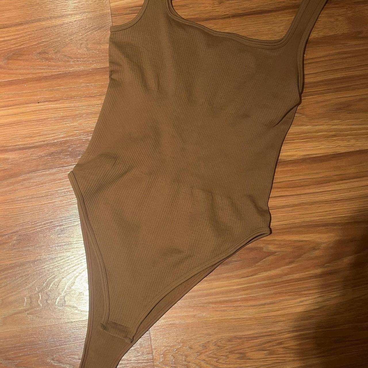 brown seamless sculpting bodysuit size small - Depop