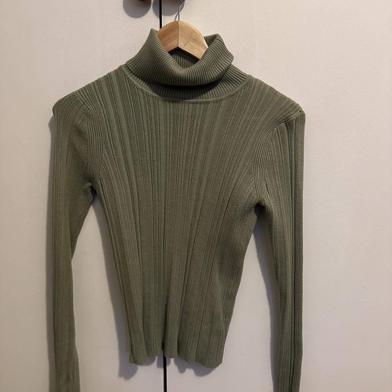 Turtle neck glassons green long sleeve ribbed top | Depop