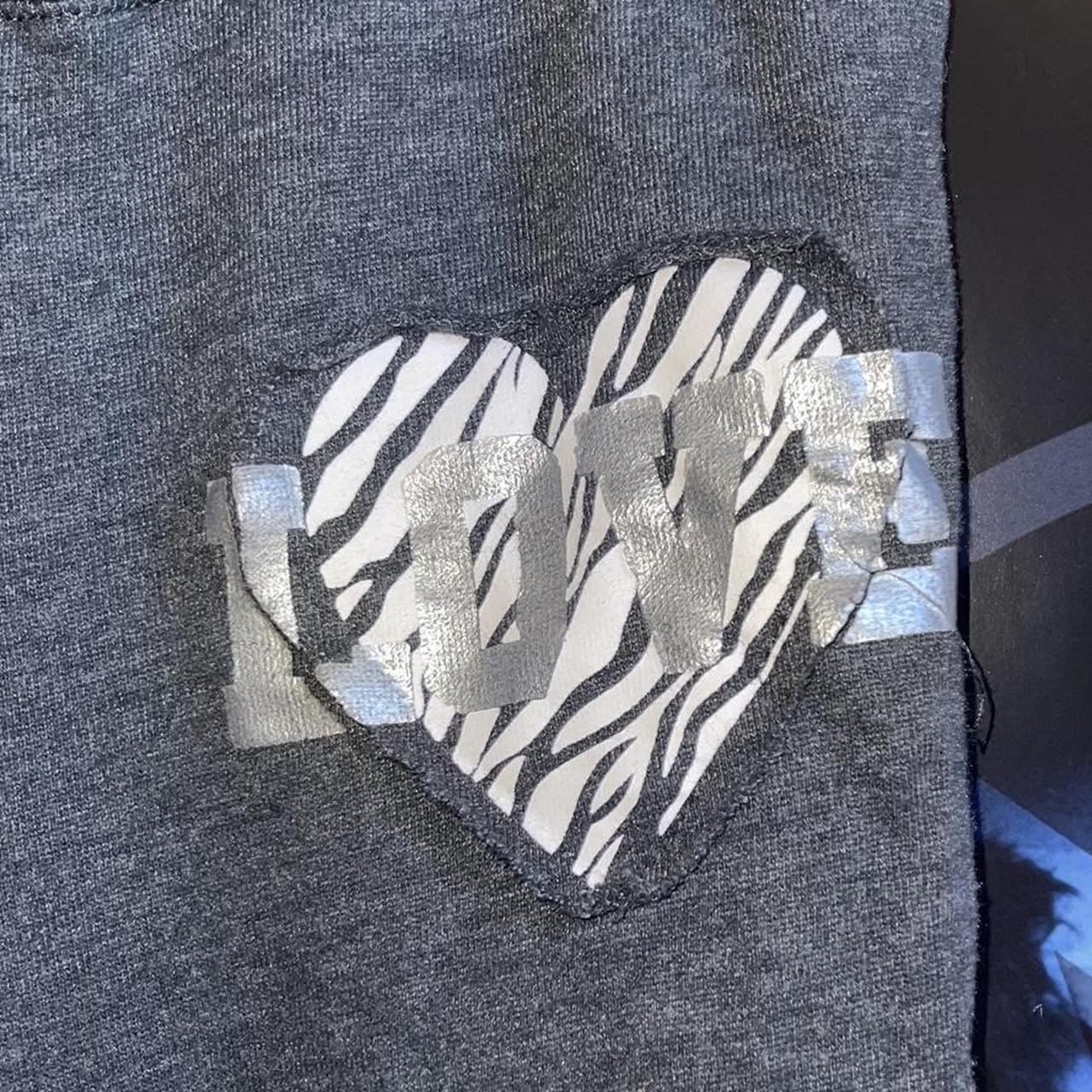 LOVE Zebra Heart Grey Sweatpants - size medium - Depop