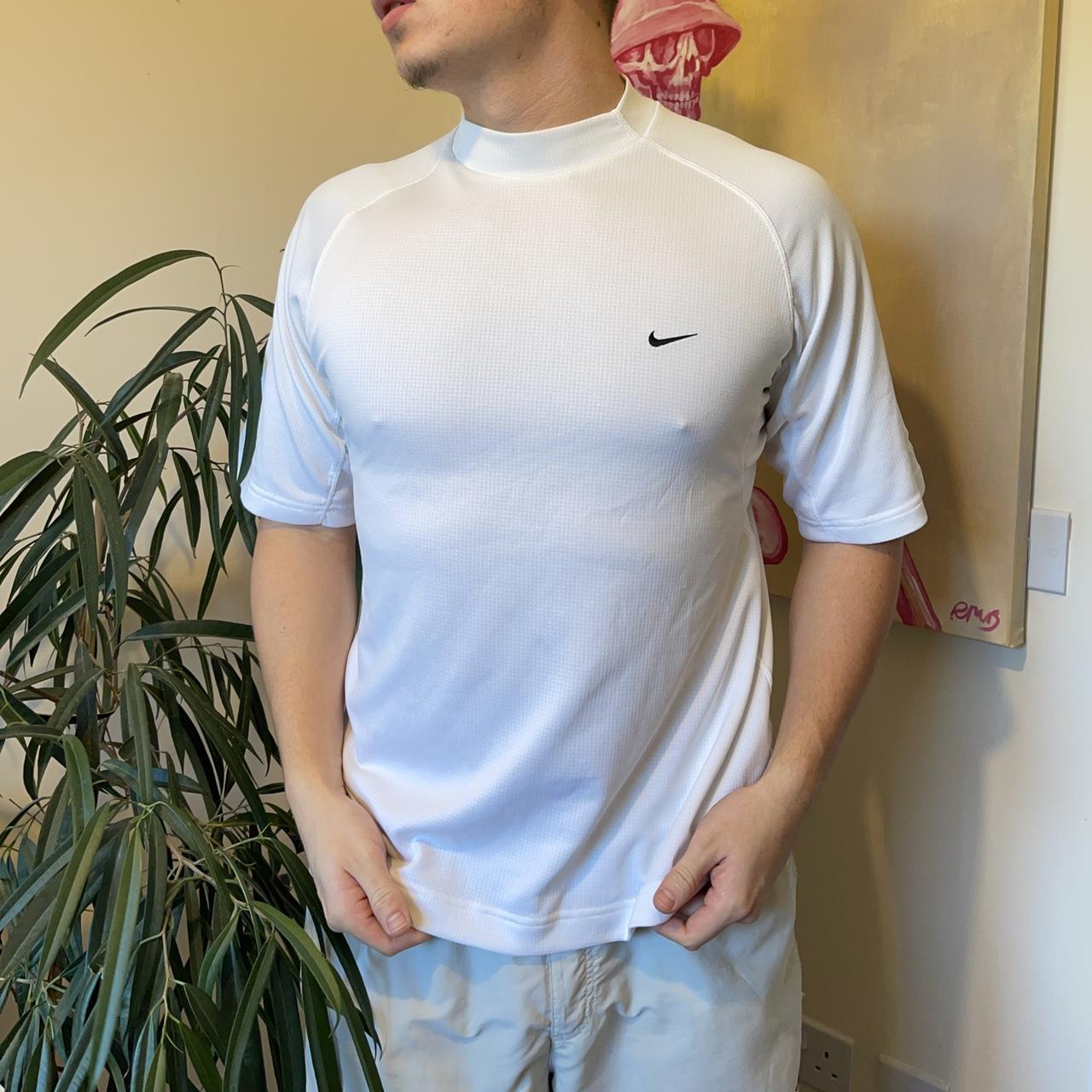vintage white mock neck high neck nike sphere dry t... - Depop