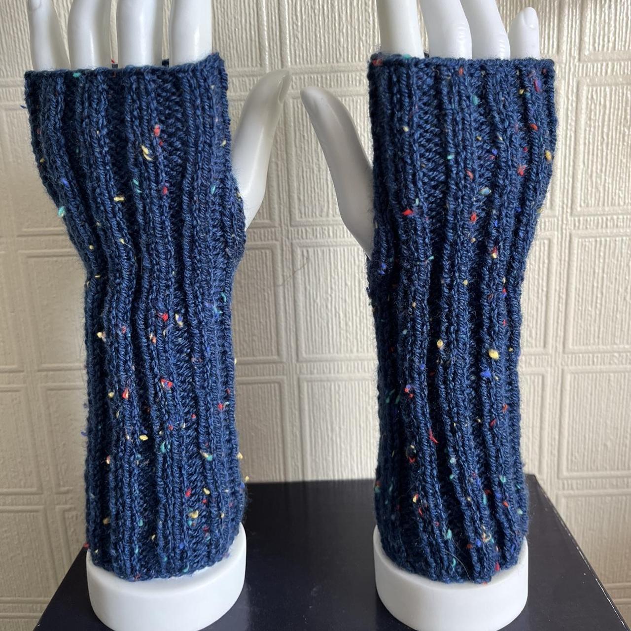 Brand new hand knitted blue multi wristlets/... - Depop