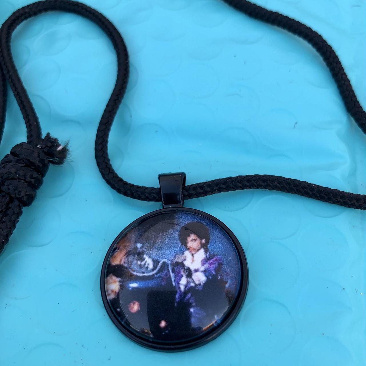Prince purple rain necklace 1” glass Cabochon with a... - Depop