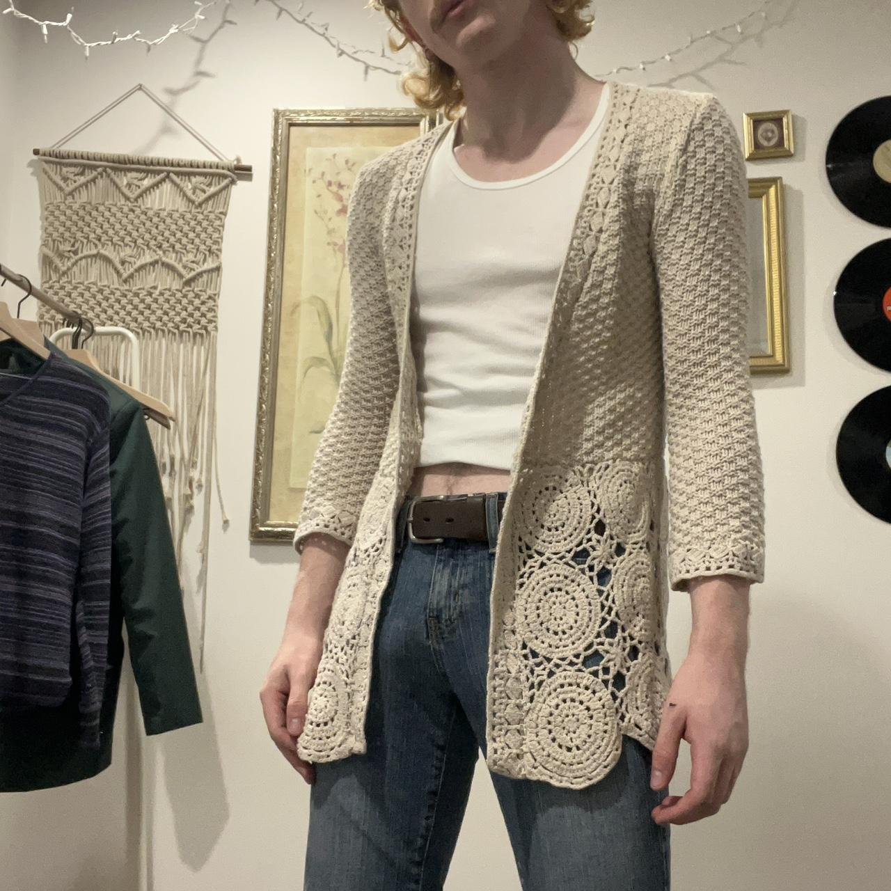 2000s Boho Hippie Long Tan Cardigan cute cardigan... - Depop