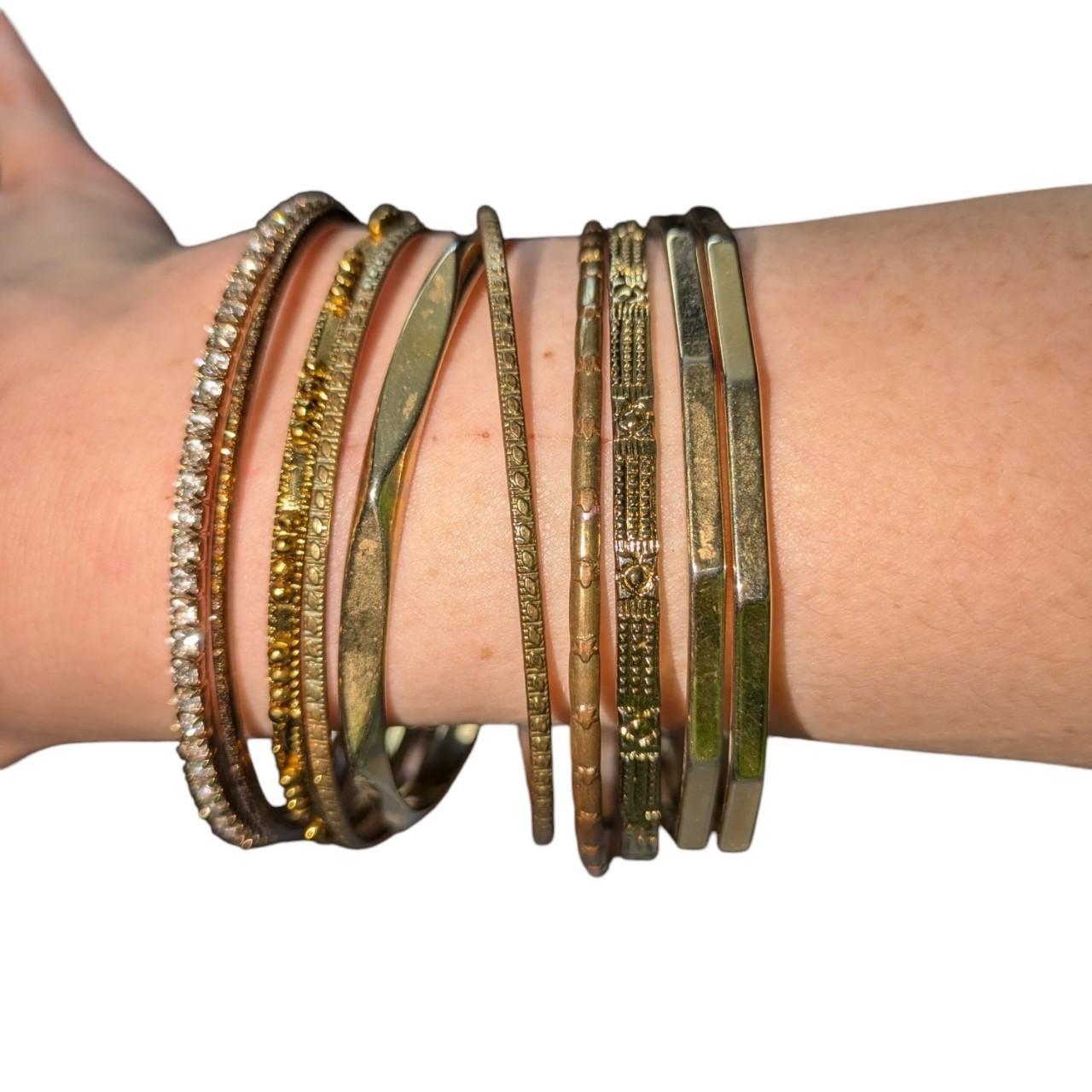 Set of 10 y2k Gold Bangles good used condition Mild... | Depop