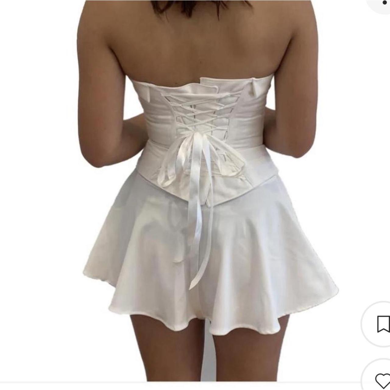 white lace up corset top no refunds returns or... - Depop
