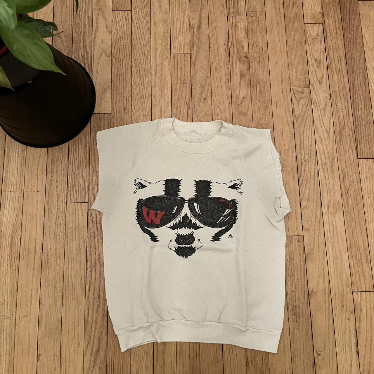 Vintage Bucky badger Wisconsin badgers cut off... | Depop