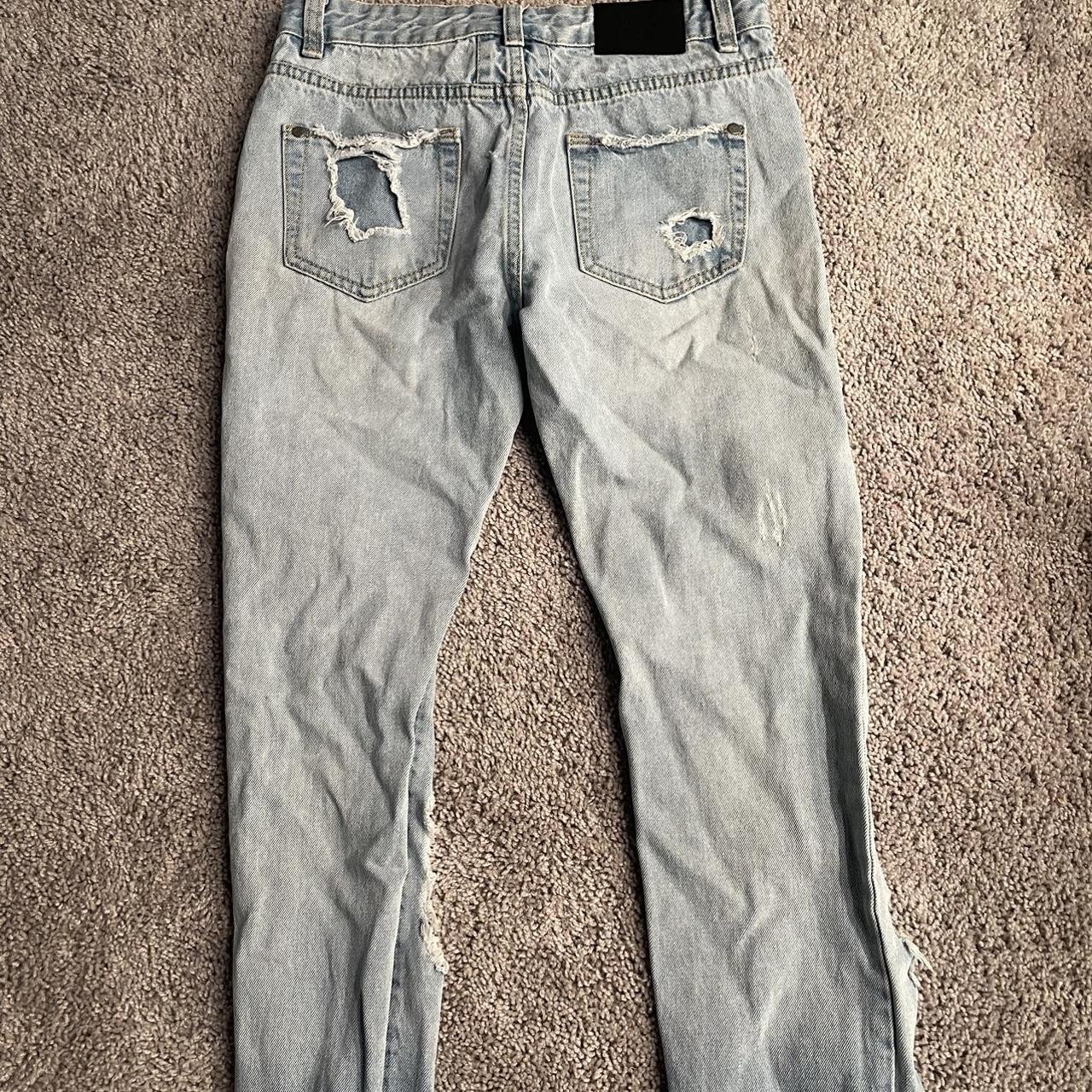 Drop dead distressed jeans, very well worn 28 waist... - Depop