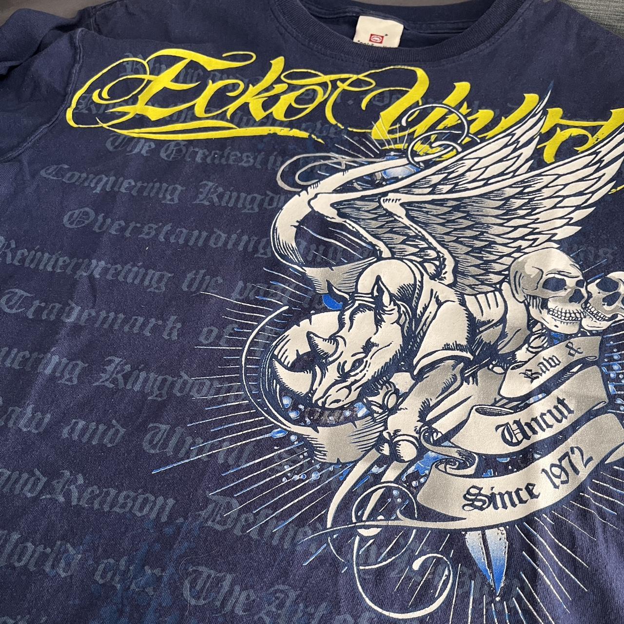 Skull rino Ecko Unltd shirt Tagged M fits like boxy... - Depop
