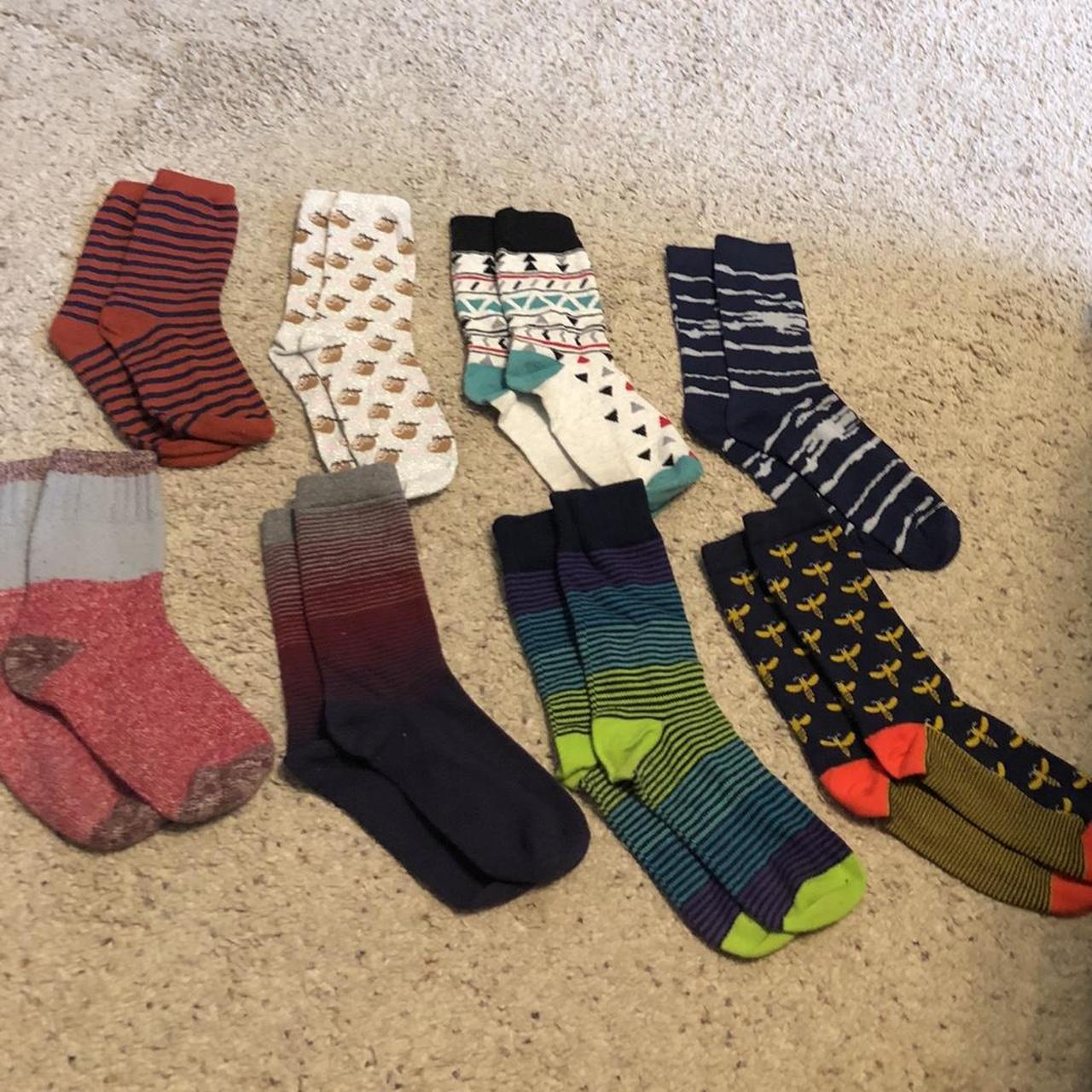 Eight pairs of crew length socks (I think most of... - Depop
