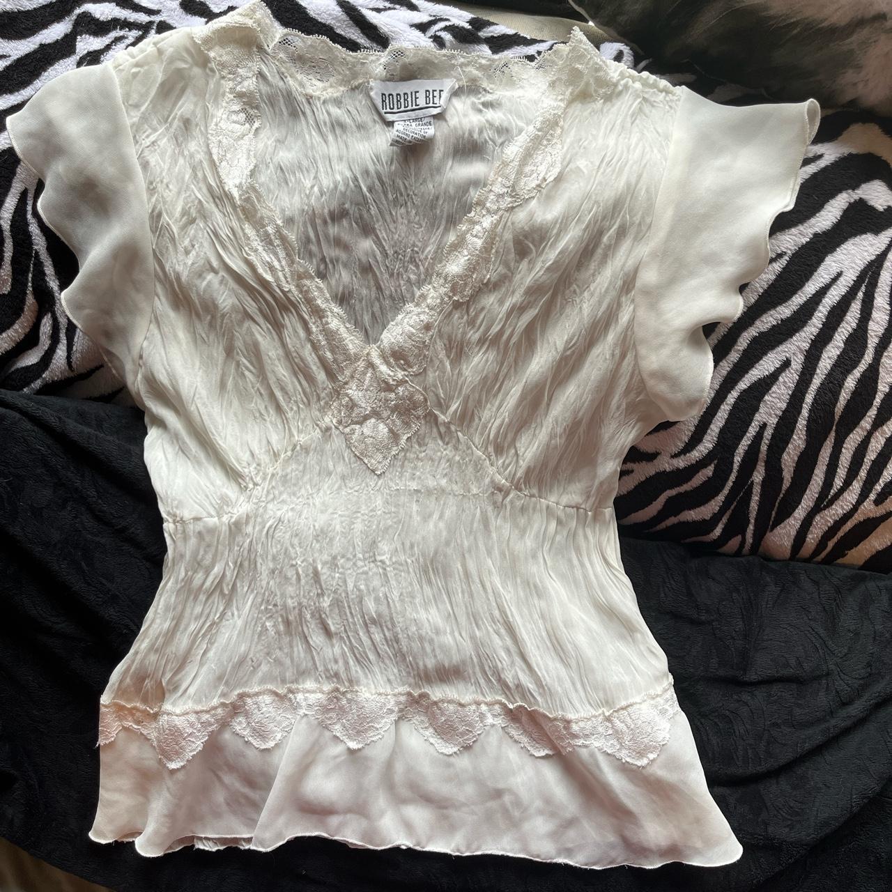 Vintage 90s Robbie Bee see-through blouse... - Depop