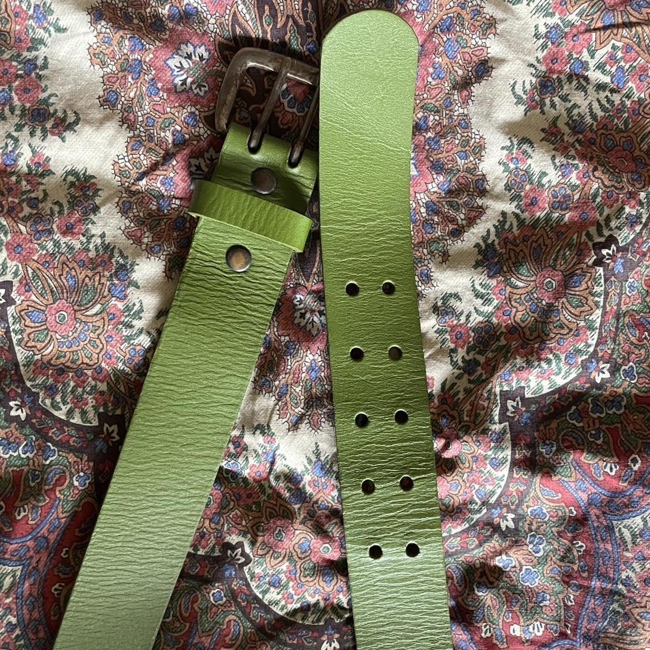 Green leather belt Tags: #vintage #90s #y2k #grunge... - Depop