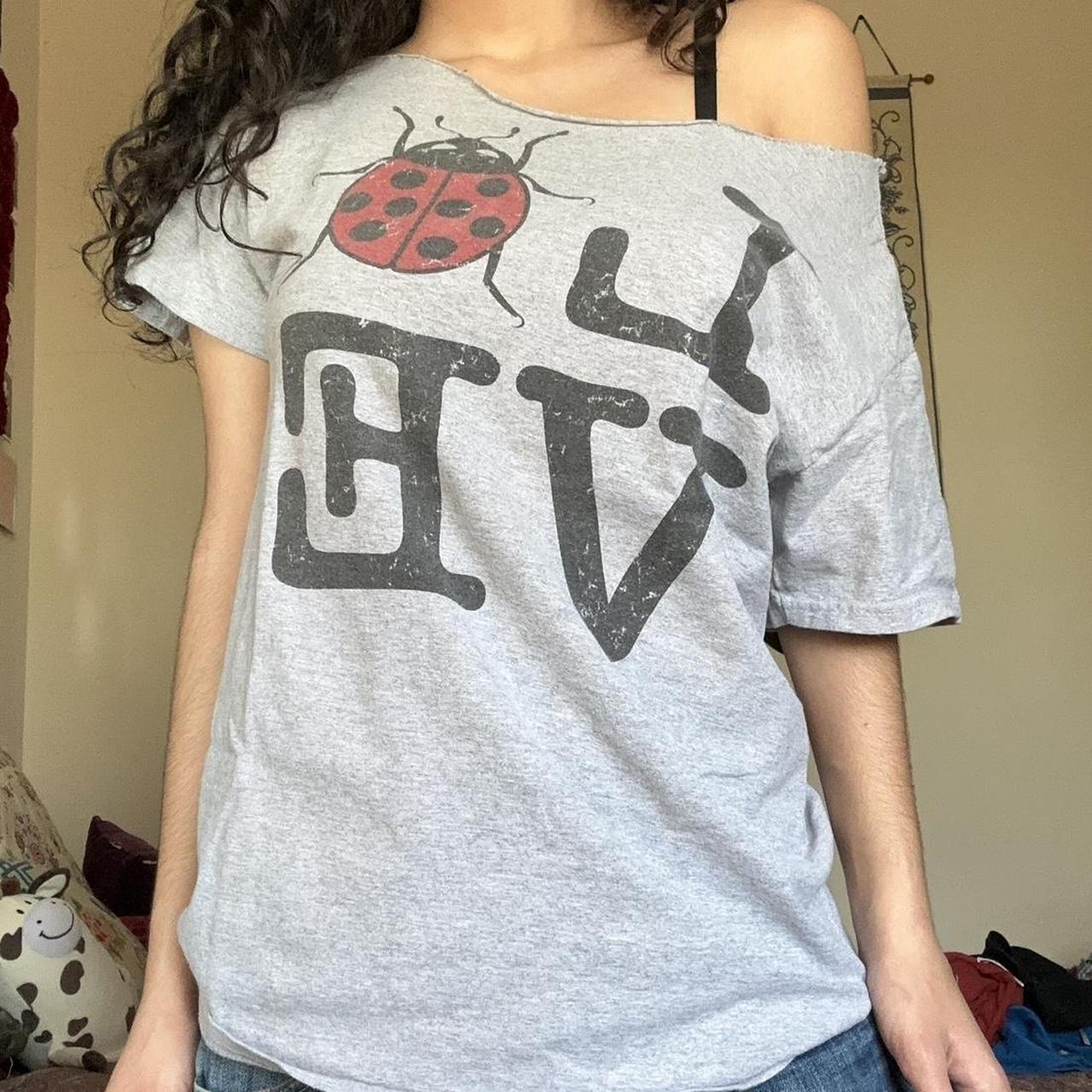 L🐞VE over sized vintage off the shoulder graphic... - Depop
