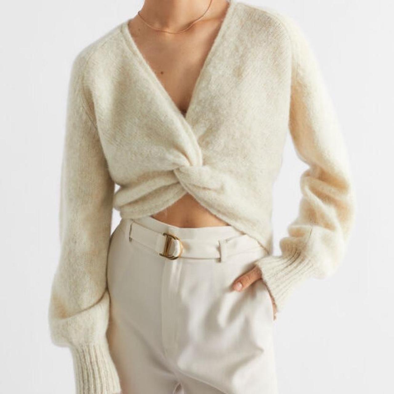 Seed Heritage Cream Wool Blend Twist Knit, Size L... - Depop