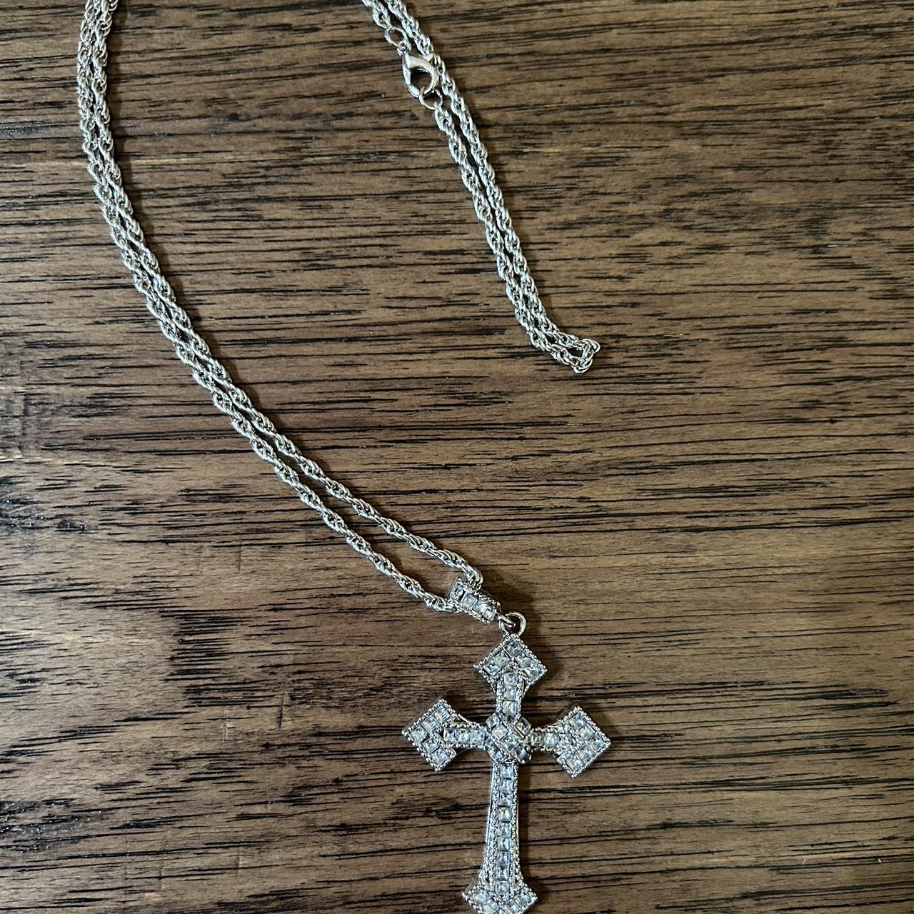 Y2k cross necklace pendant y2k necklace / gothic... - Depop