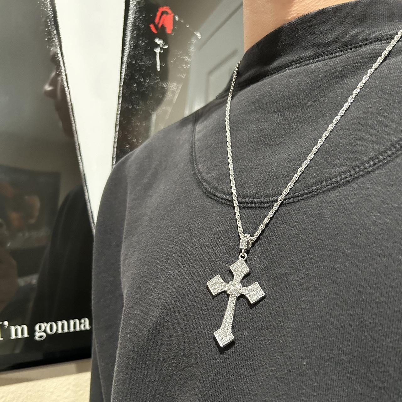 Y2k cross necklace pendant y2k necklace / gothic... - Depop