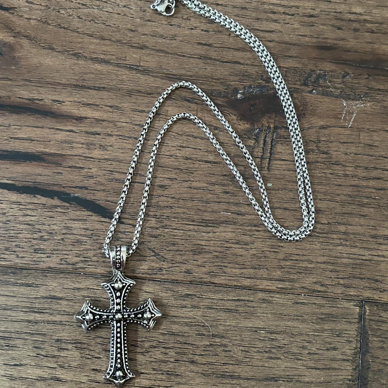 Y2k cross necklace pendant y2k necklace / gothic... - Depop