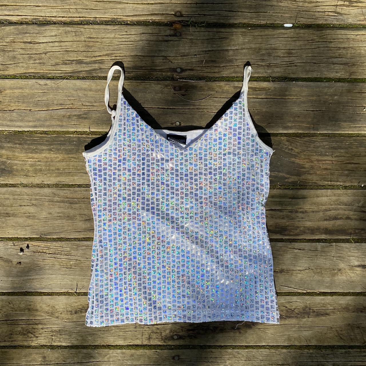 vintage glassons sequin tank made in NZ🐉 size... - Depop
