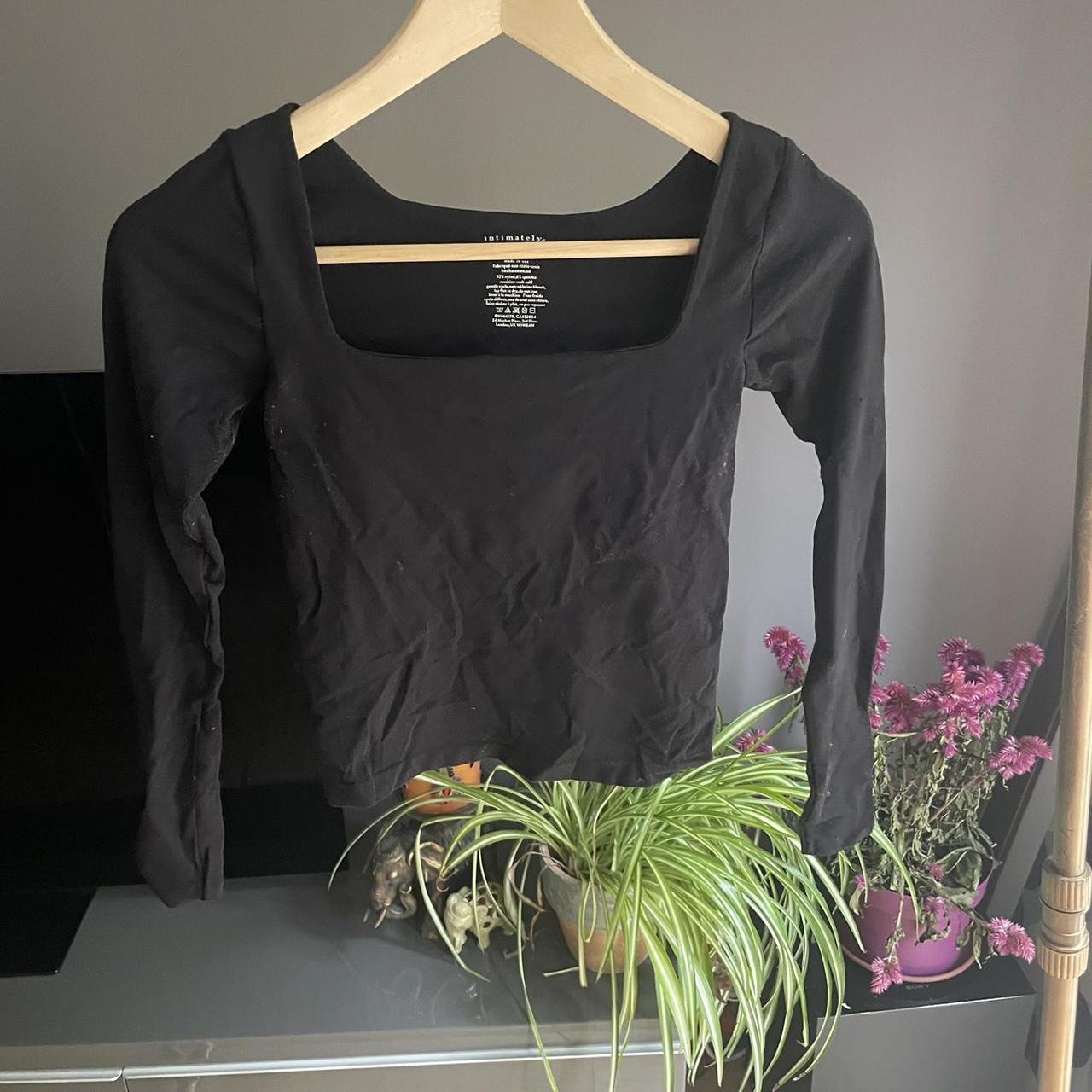 Free people intimately black square neck crop... - Depop