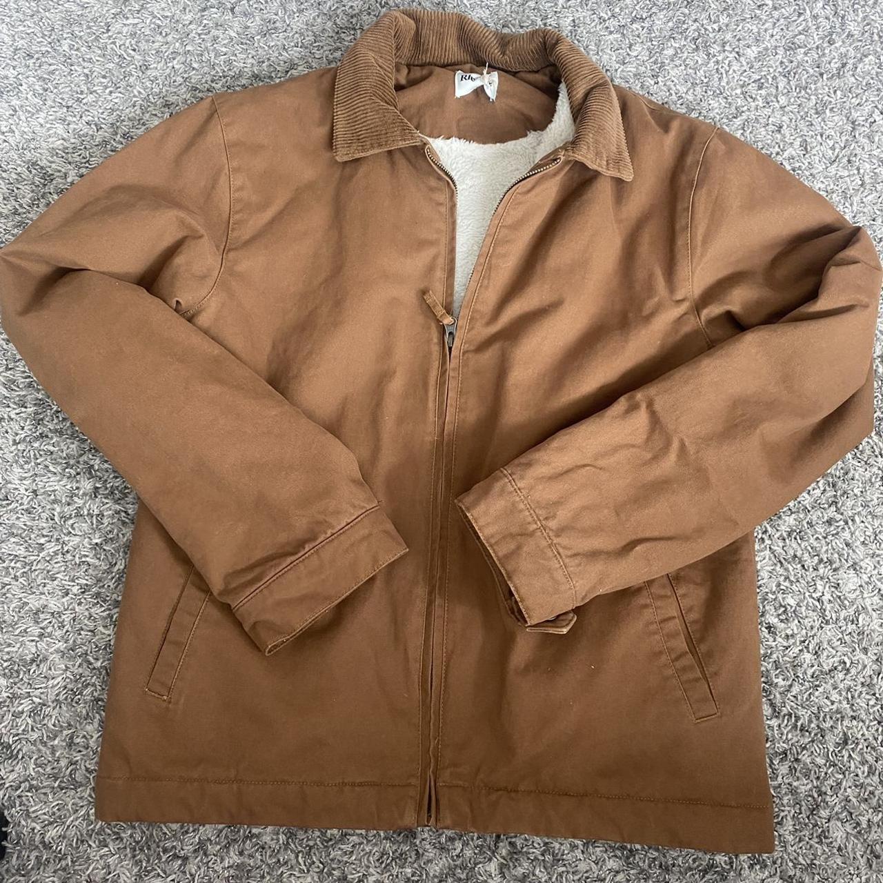 Rhythm Brown jacket with Sherpa lining Size medium - Depop