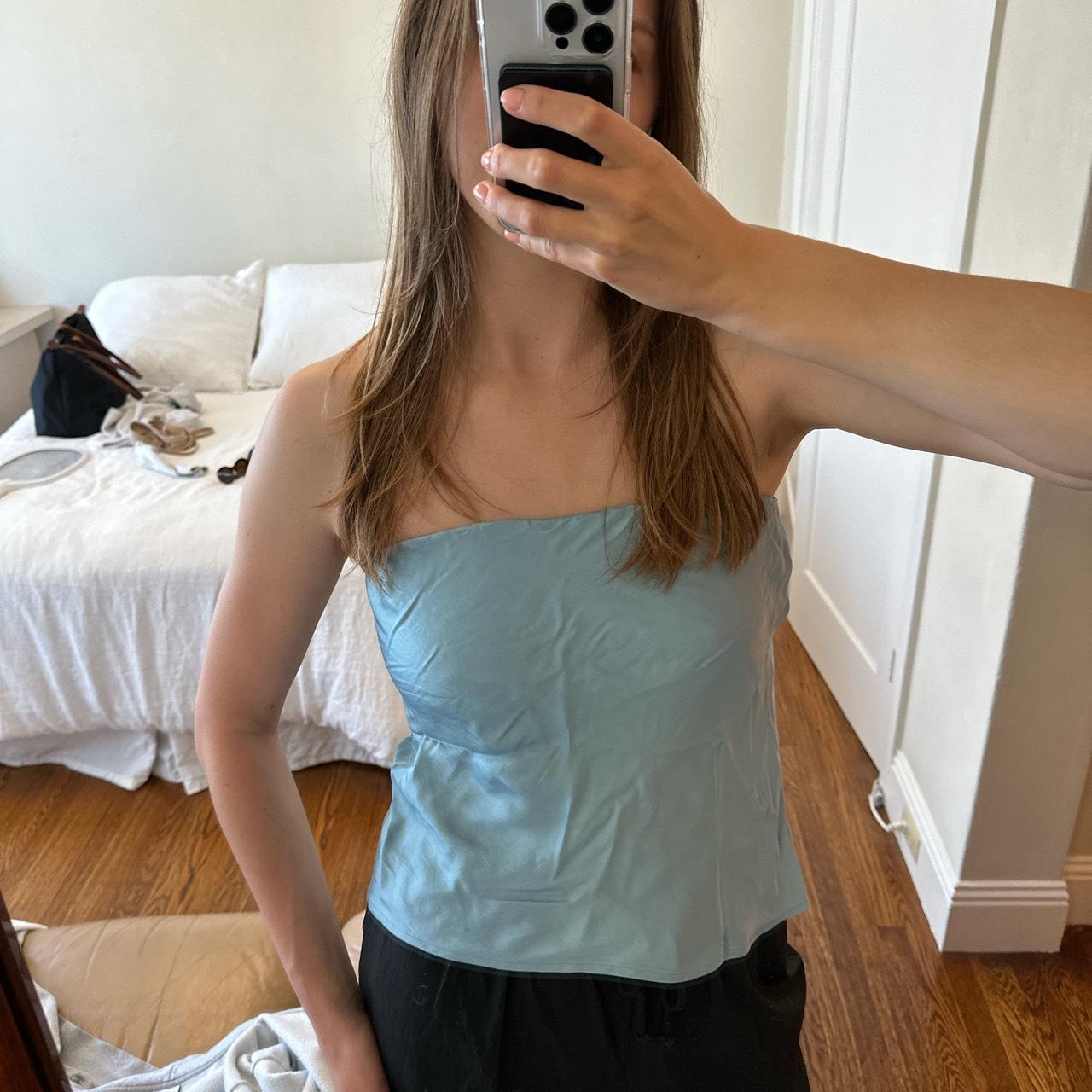 Donni sky blue gooey tube top with built in bra - Depop