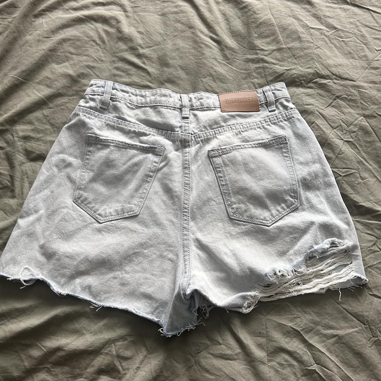 Missguided pale denim high waisted shorts Size 12... - Depop