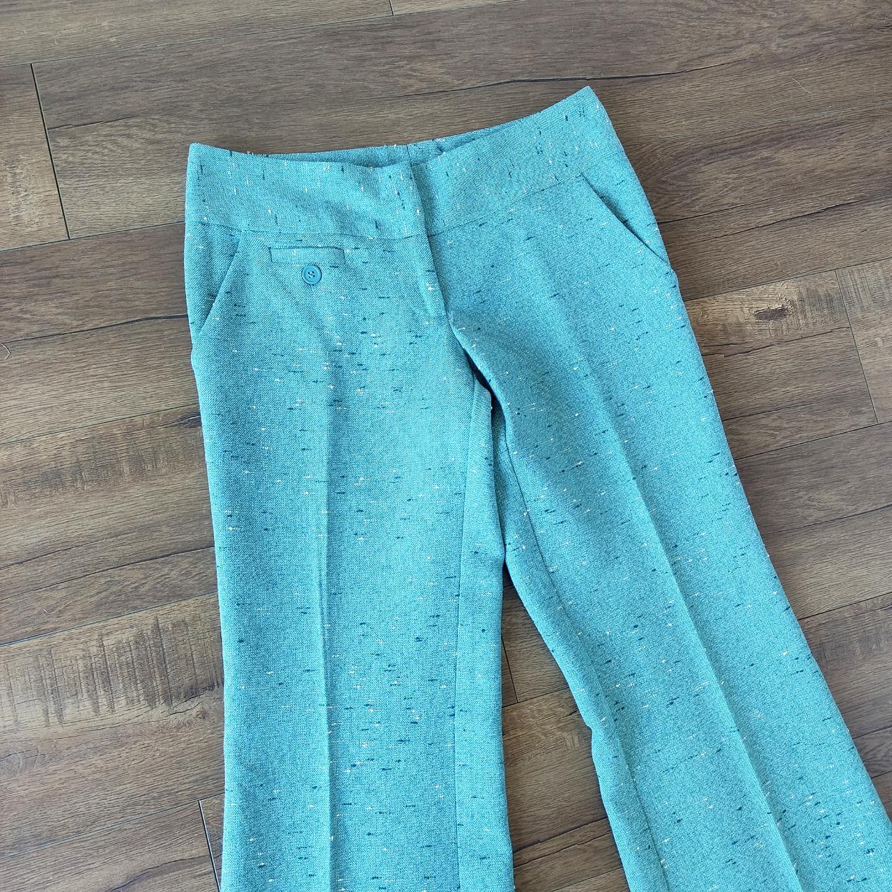 vintage blue tweed low rise flare pants blue tweed... - Depop