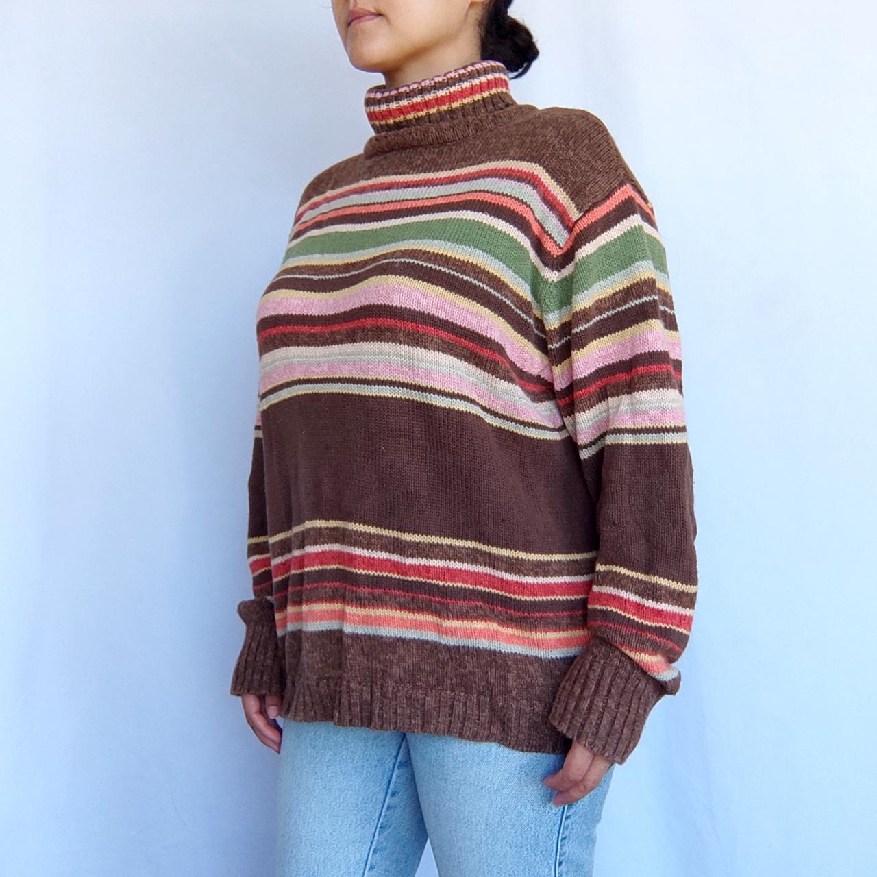 tiara international striped turtleneck sweater size... - Depop
