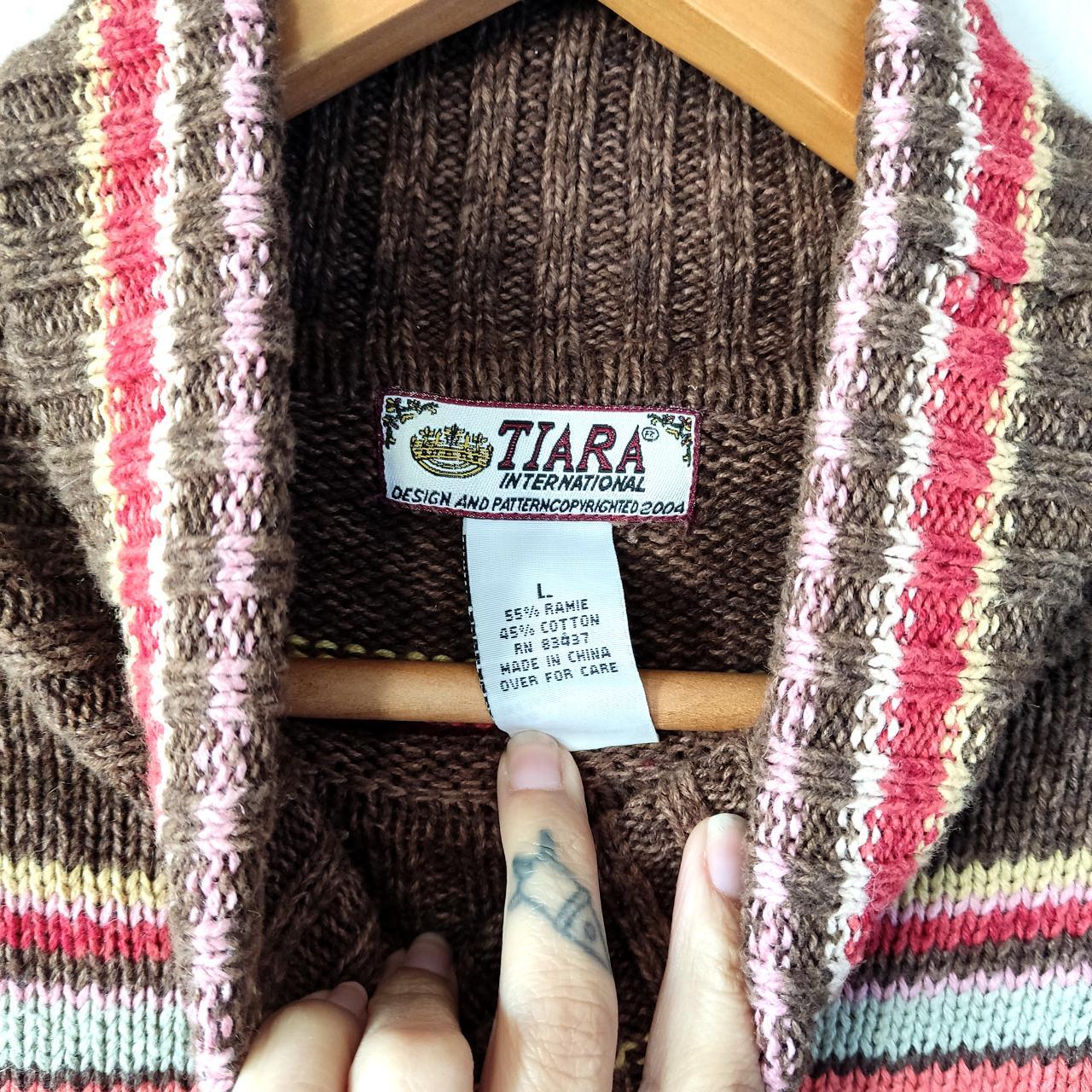 tiara international striped turtleneck sweater size... - Depop