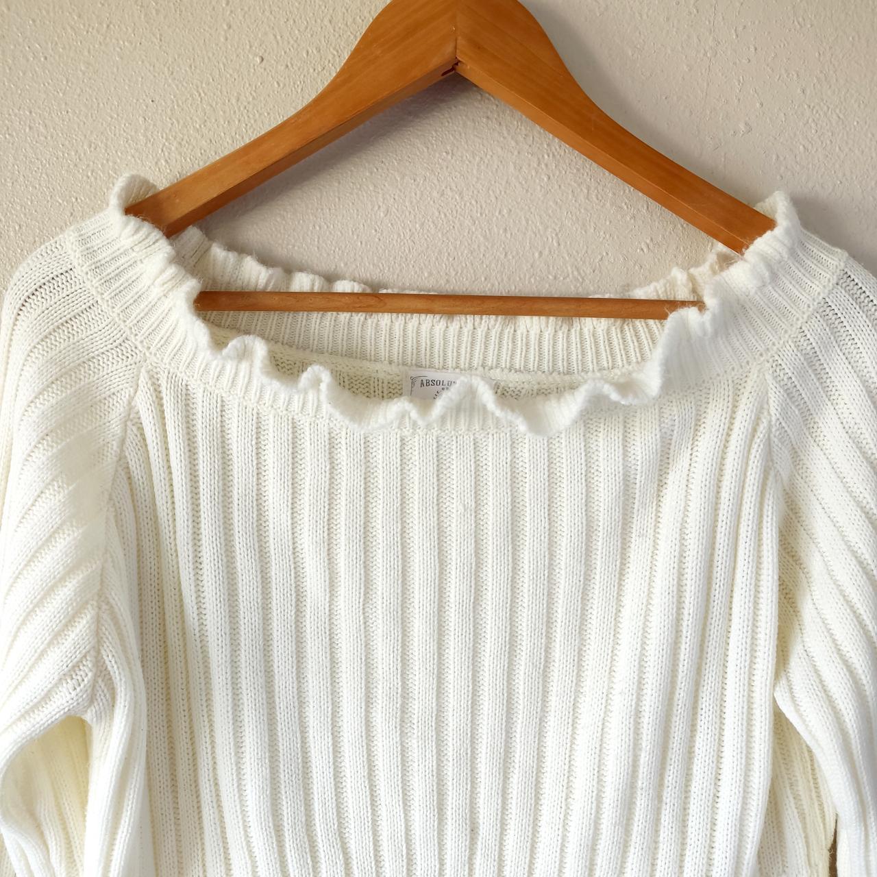 Ribbed Knit White Cropped Sweater Top Stay... - Depop