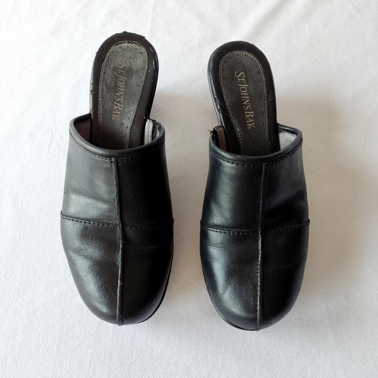 90s Inspired Black Leather Mule Clogs Size 9 -... - Depop