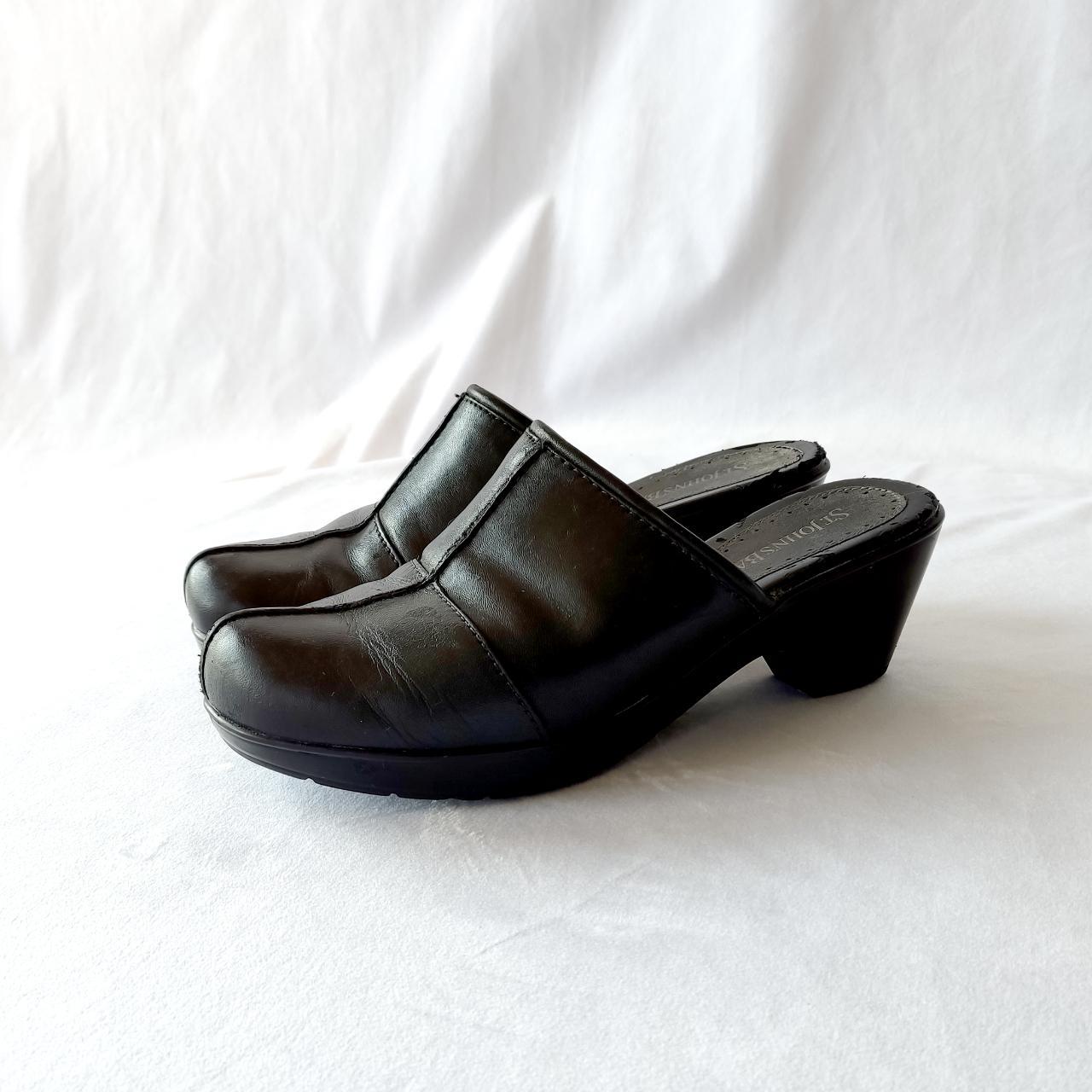 90s Inspired Black Leather Mule Clogs Size 9 -... - Depop
