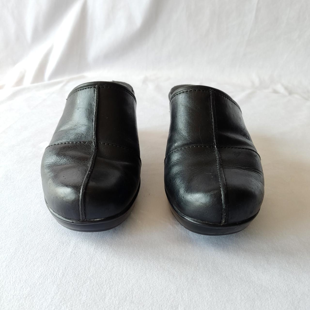 90s Inspired Black Leather Mule Clogs Size 9 -... - Depop