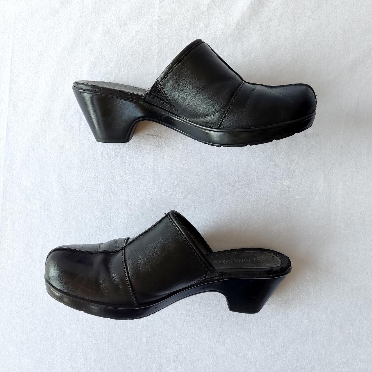 90s Inspired Black Leather Mule Clogs Size 9 -... - Depop