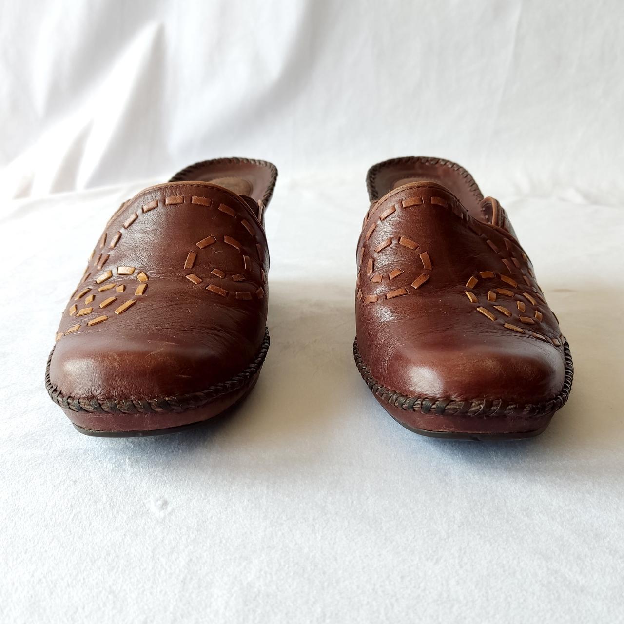 Boho Chic Brown Leather Platform Mules - Women's... - Depop