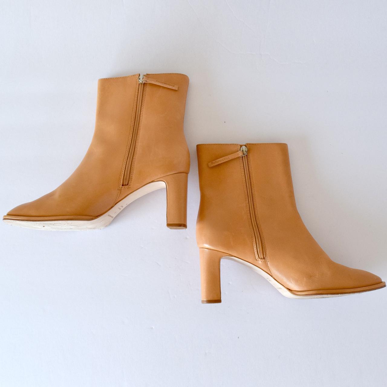Reformation Gillian Ankle Boots Light Brown Leather... - Depop