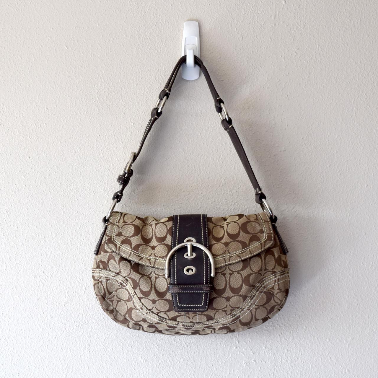 Vintage Y2K Coach Brown Monogram Canvas Shoulder Bag... - Depop