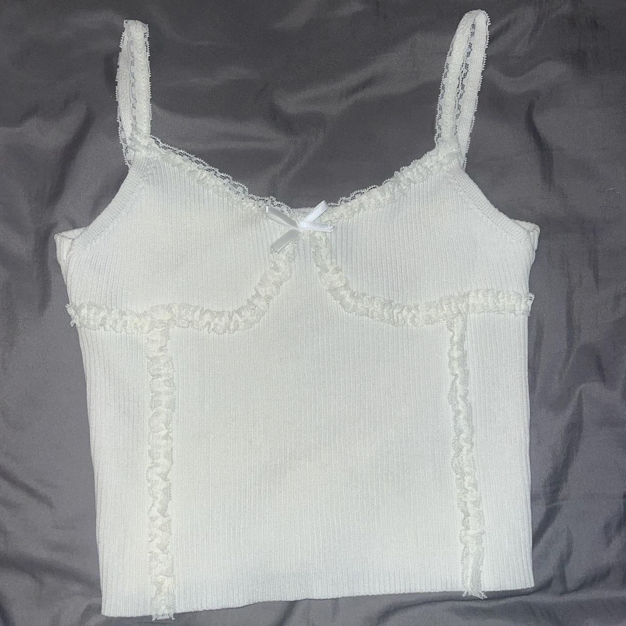 White Lacey Cider tank 💘 Adorable white tank top... - Depop