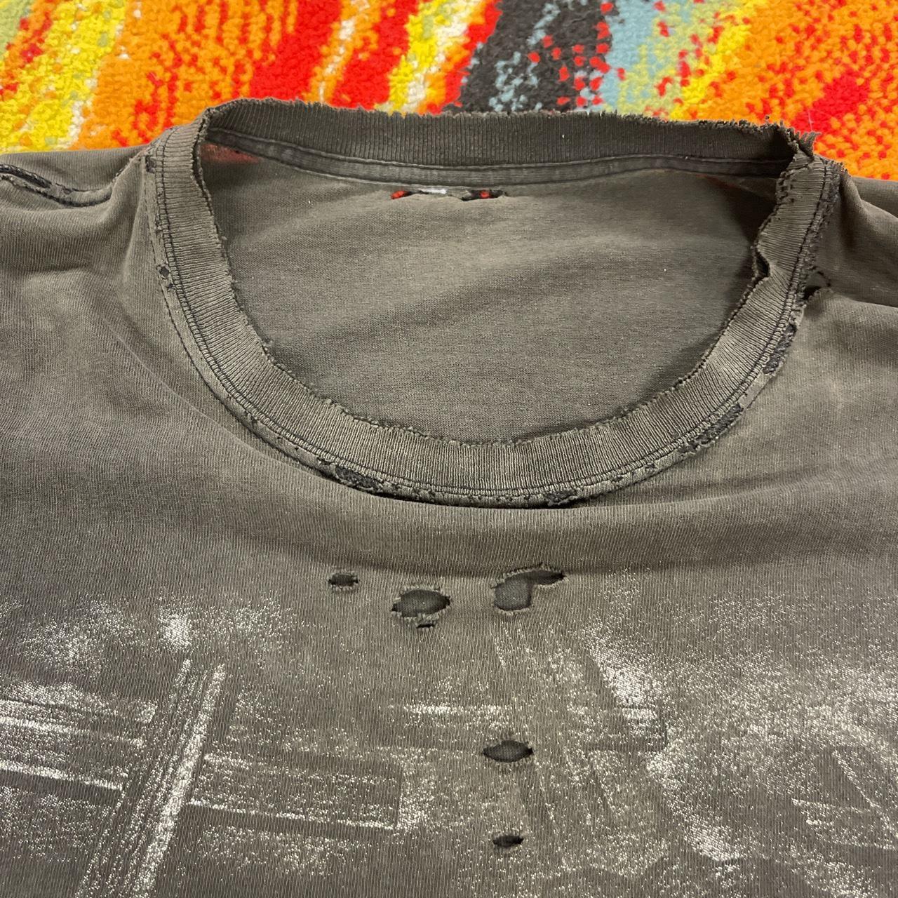 Vintage 1990s thrashed jesus christ black t-shirt No... - Depop